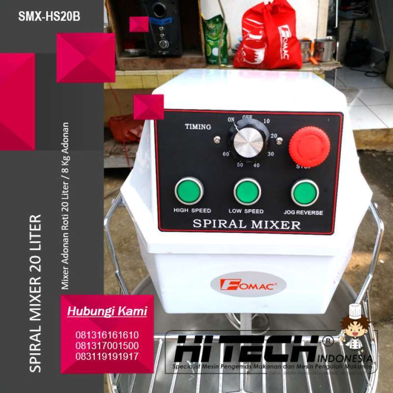 Jual Spiral Mixer Fomac 20 Liter Smx-Hs20B Mixer Adonan Roti Terbaik di ...
