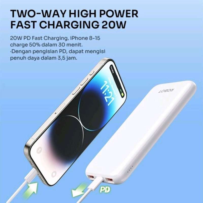 Jual Robot RT12Q Power Bank 10000mAh Fast Charging 20W PD Type C iPhone ...