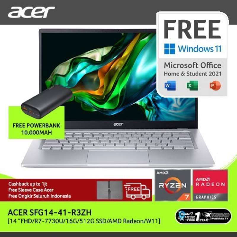 Jual Acer Swift Go SFG14-41-R3ZH NX.KG3SN.004 - R7-7730U/16GB/512GB/14 ...