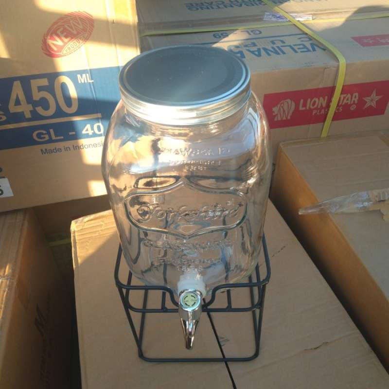 Promo New Tempat Air Kaca/dispenser Kaca 8 Liter /tempat Jus Baru ...