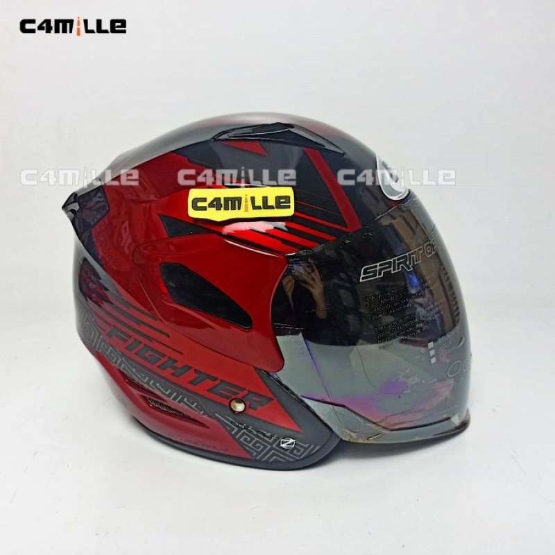 Promo Sale Helm Gm Fighter Zigo Royal Red Black Half Face Terbaik - L ...