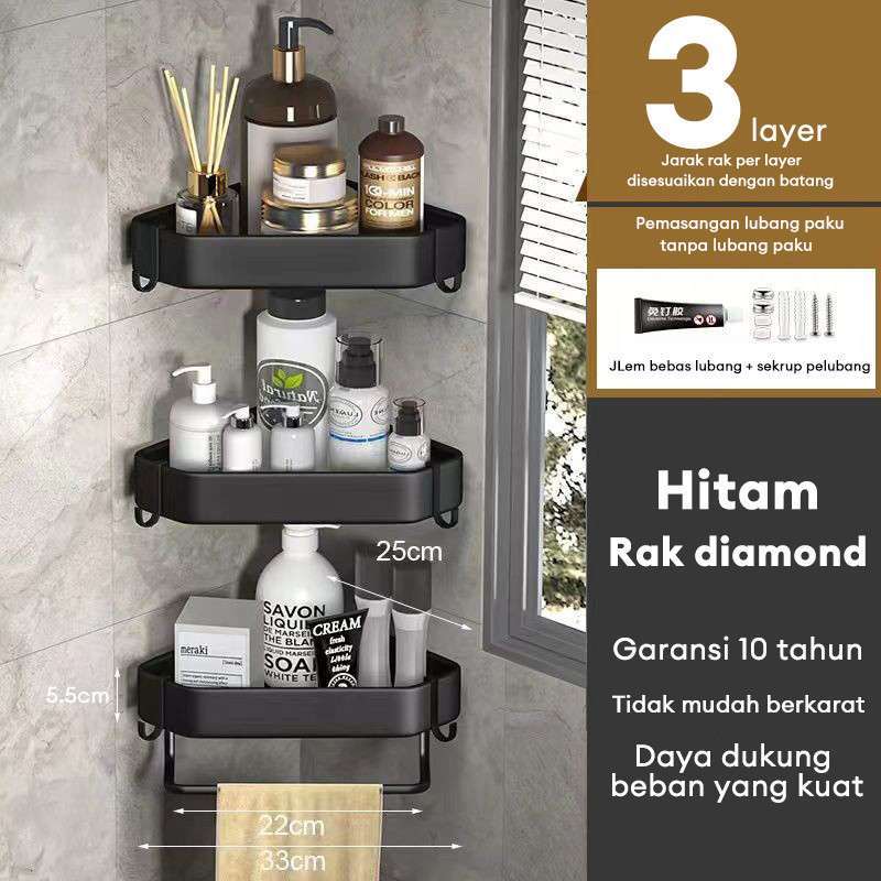 Promo Rak Kamar Mandi Aluminium Rak Sudut Rak Diskon 52% Di Seller ...