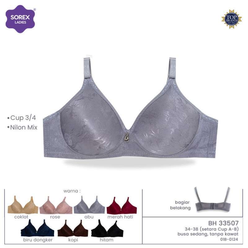 Promo Sorex Bra Busa Sedang Tanpa Kawat Kait 3 Cup A-b 3/4 Bh 33507 - 34 Coklat Diskon 11% Di ...