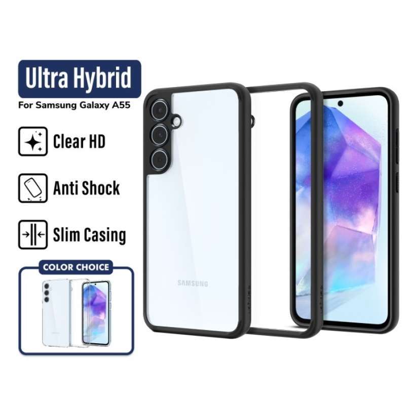 Promo Spigen Ultra Hybrid Slim Clear Cover Casing For Samsung Galaxy A55 - A55 Matte Black ...