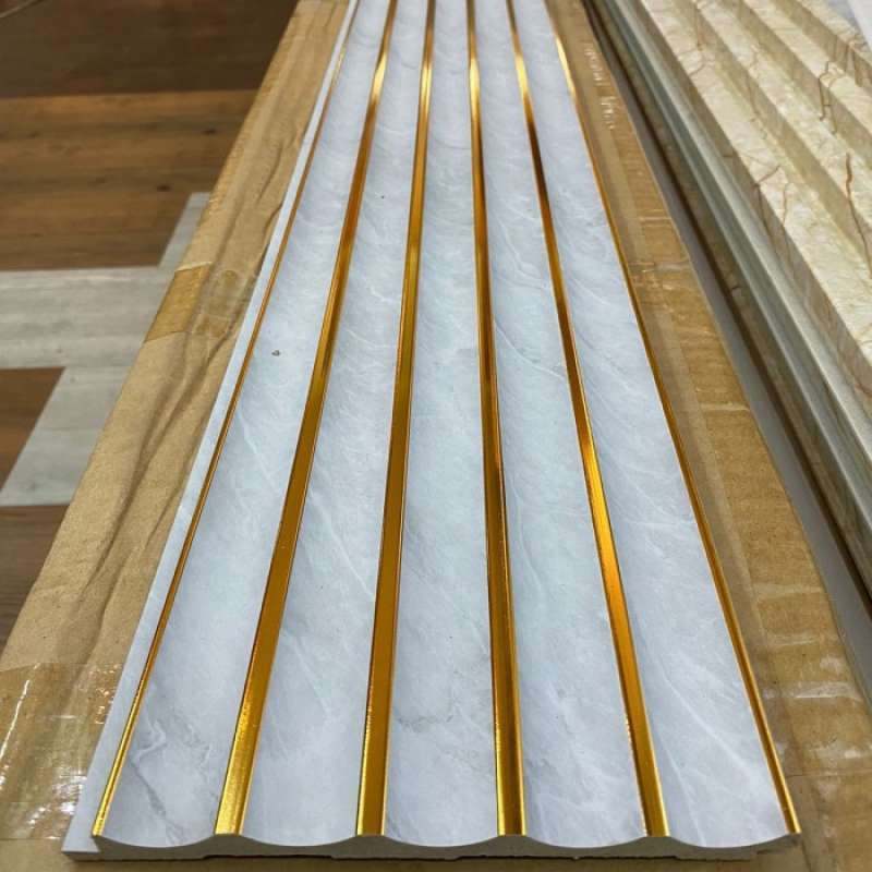 Promo Wpc Gaia Concave Marble Classic Wpc Garis Gold Wallpanel Gold ...