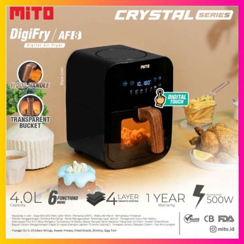 Jual Mito Air Fryer Af 8 Crystal Series Af8 4 Liter Diry Airfryer Di