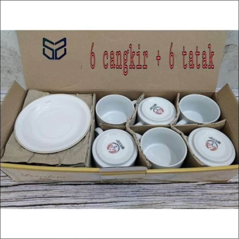 Promo Jm Cangkir Gelas Set Keramik Putih 12 Pcs 200 Ml Polos Mirip ...