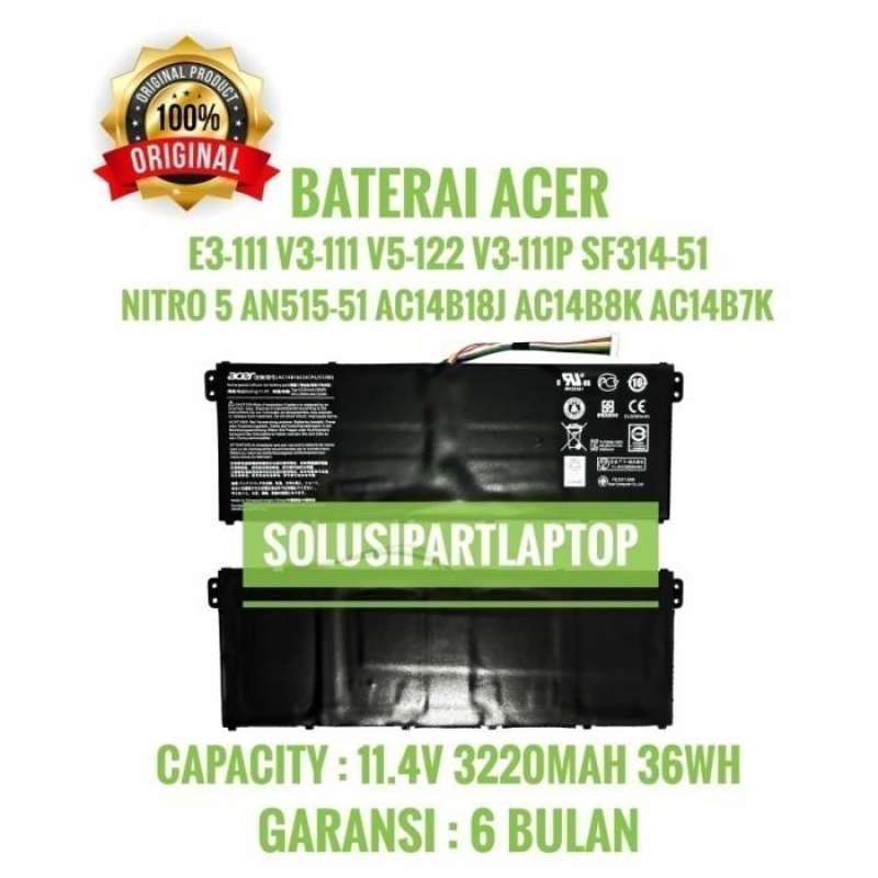 Jual Baterai Ori Acer Aspire E3-111, E3-112,es1-511,v3-111,v5-122,es1 ...