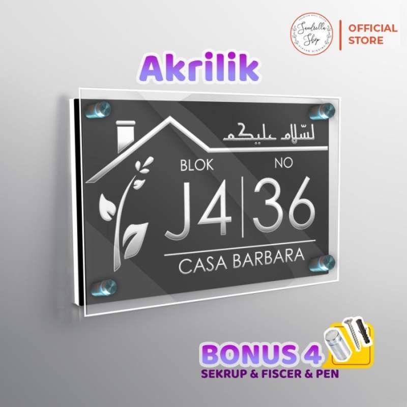 Jual Custom Nomor Rumah Akrilik Papan Alamat Nomer Rumah Acrylic Mnr62 ...