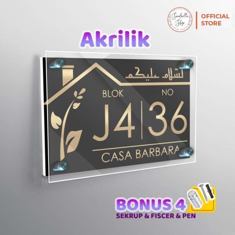 Jual Custom Nomor Rumah Akrilik Papan Alamat Nomer Rumah Acrylic Mnr62 ...