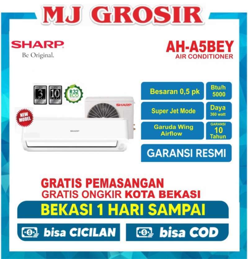 Promo Ac Sharp Ah-a 05 Bey 0.5 Pk 1/2 Pk + Pasang R32 Low Watt Diskon ...