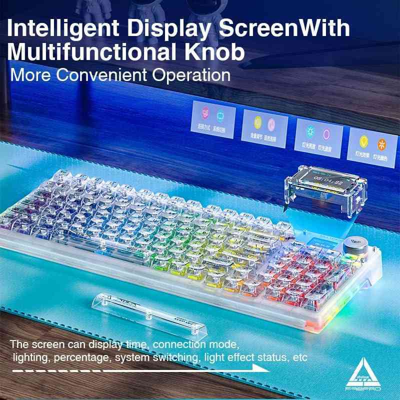 Promo Keyboard Gaming Aula F98pro Fully Transparent Rgb Lcd Smart ...