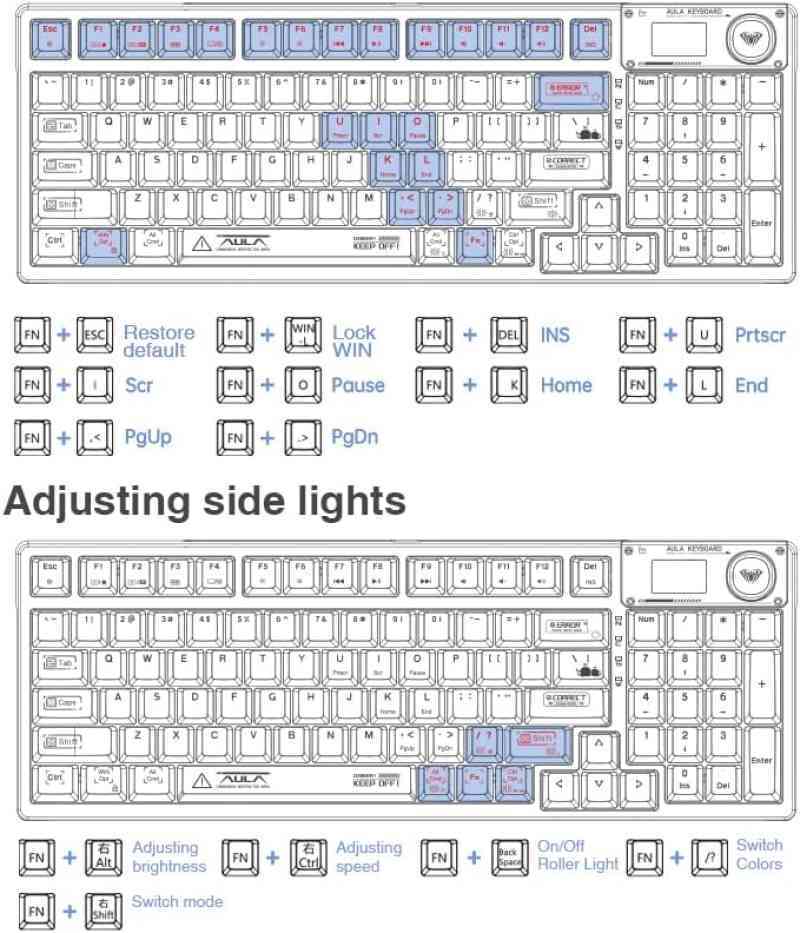 Promo Keyboard Gaming Aula F98pro Fully Transparent Rgb Lcd Smart ...
