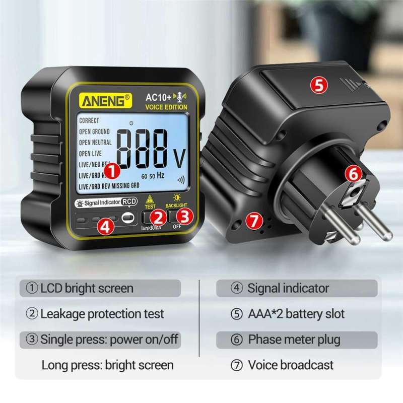 Jual Smart Socket Tester Detector Lcd Display Eu Plug Voice Report Ac10 ...
