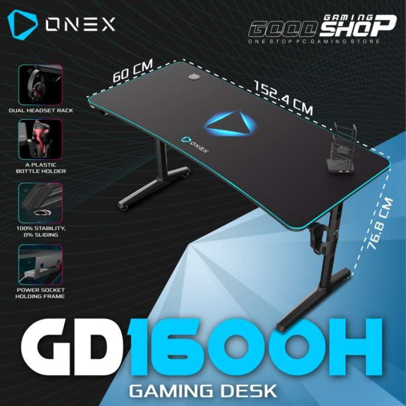 Jual Onex Gd1600h Meja 60, Mousepad Cover, Holder, Rack, Usb - Gaming Desk Di Seller Velvet ...