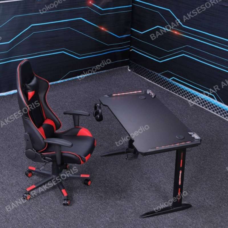 Jual Motospeed Ergonomic Gaming Computer Table Cool Gamer T Shape Rgb ...