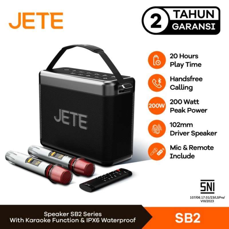 Promo Jete Sb2 Speaker Karaoke Bluetooth 2 Mic Wireless Ipx6 Garansi 2 ...