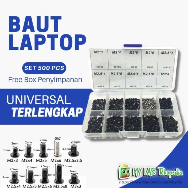 Jual Baut Mur Screw Laptop Asus Acer Dell Hp Lenovo Toshiba 500pcs Set ...