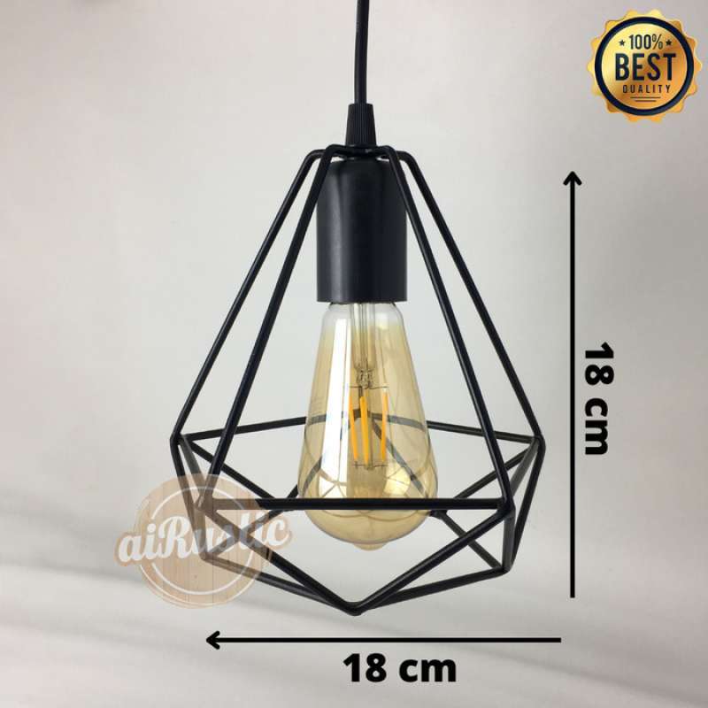 Promo Kap Lampu Gantung Besi Diamond Cafe Vintage ( Pakai Fitting Kabel) - Hitam Diskon 23% Di ...