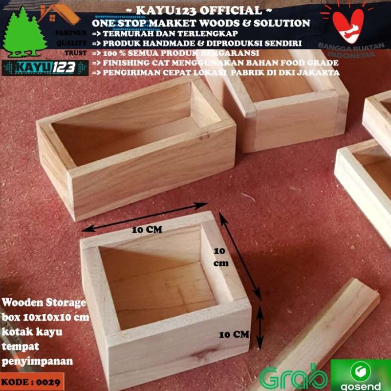 Promo Wooden Storage Box 10x10x10 Cm Full Kayu Tempat Penyimpanan Serba ...