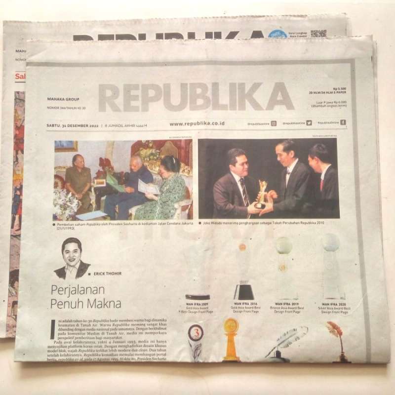 Jual Koran Republika 31 Desember 2022 Edisi Terakhir Perpisahan Di ...