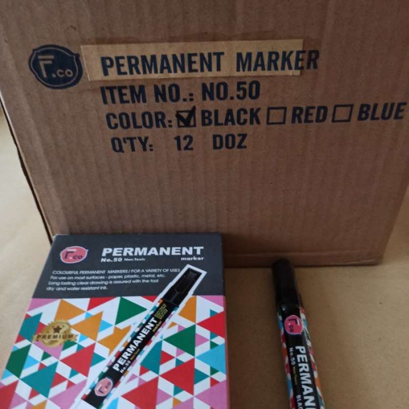 Jual Spidol Permanent Black Fco Non Toxic Box @12 Pcs Di Seller Velvet ...
