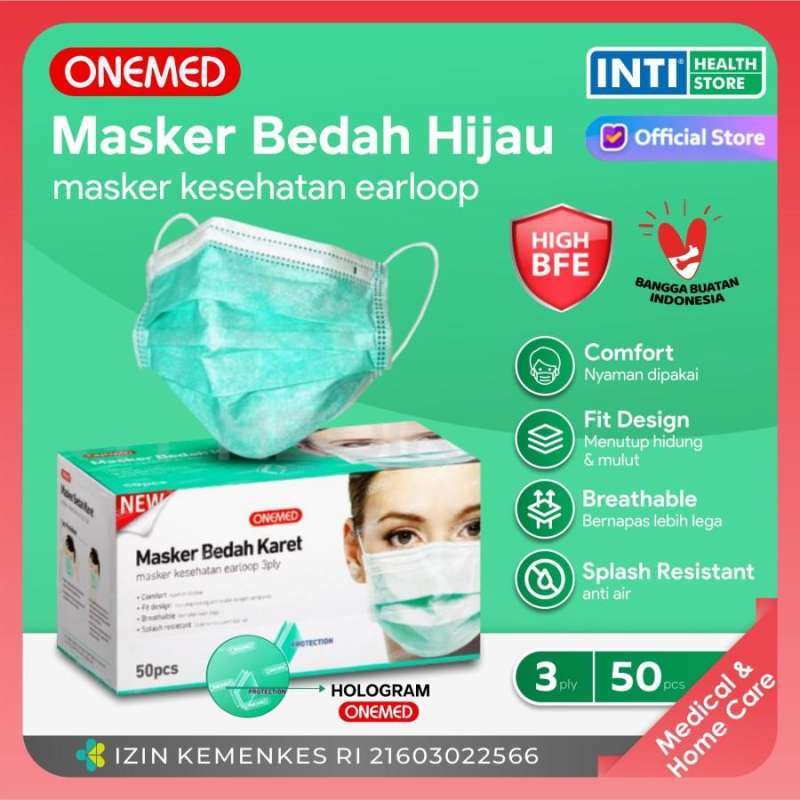 Jual Onemed Masker 3 Ply Earloop Medis / Surgical Mask (kemasan Steril ...
