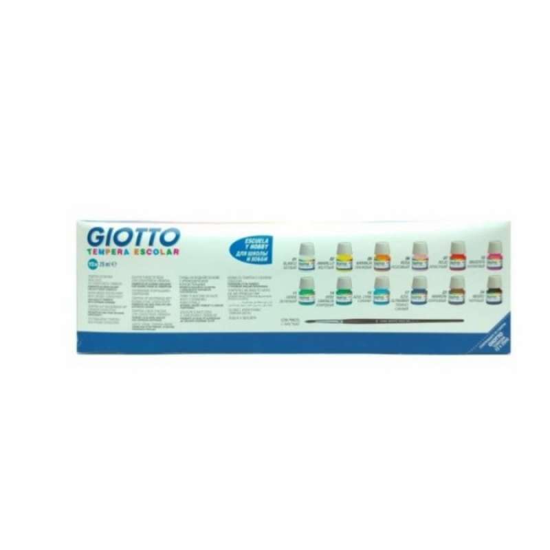 Jual Giotto Tempera Paint 25 Ml Set 12 Warna Free Kuas Cat Poster Air ...