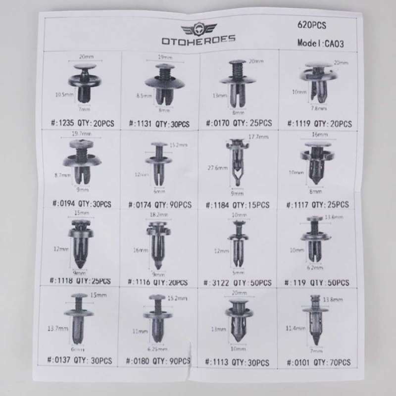 Jual Baut Klip Kancing Body Rivet Plastik Bumper Mobil Motor Universal ...