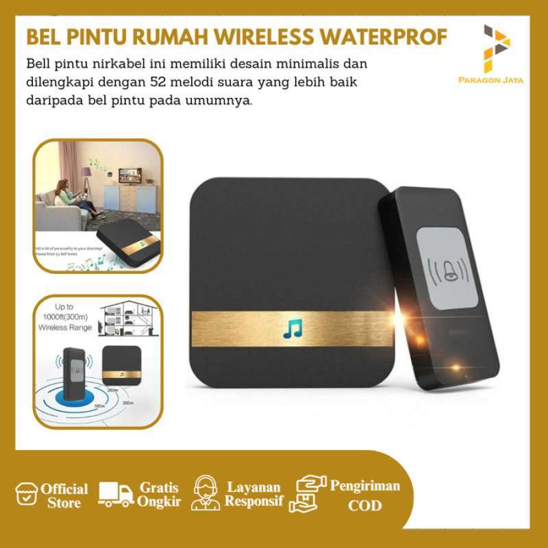 Jual Bel Pintu Rumah Bell Wireless Tanpa Kabel Waterproof Doorbell ...
