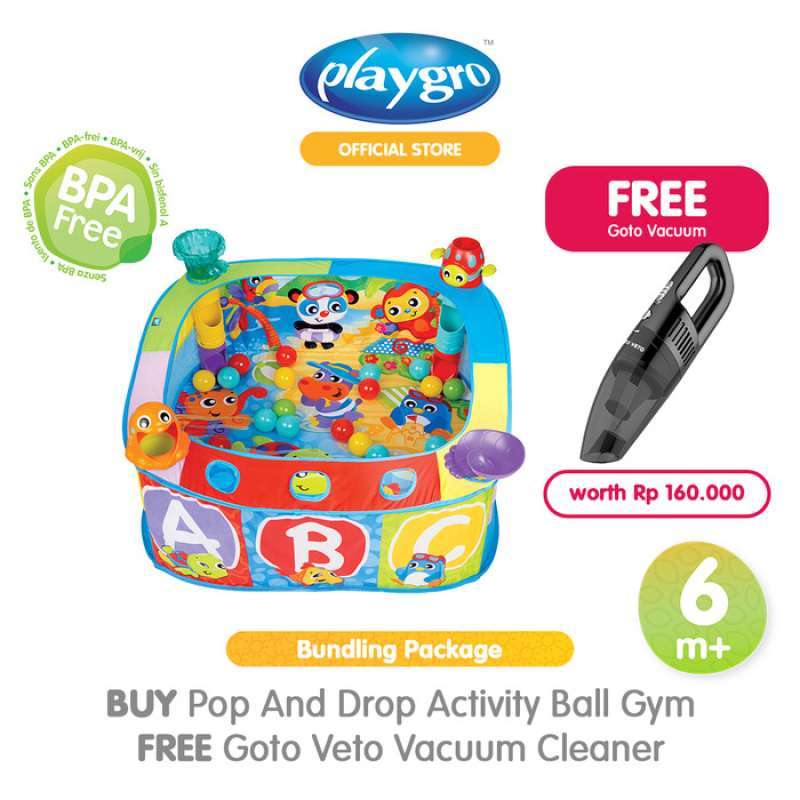Promo Playgro Pop And Drop Activity Ball Gym + Goto Veto Vacuum Cleaner ...