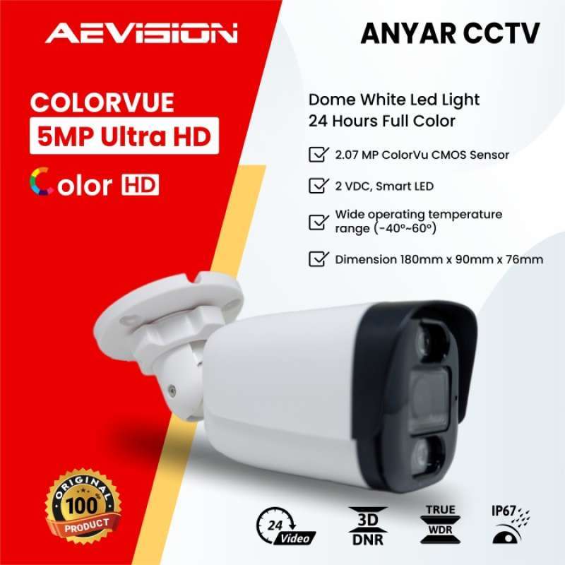 Jual Camera Cctv Outdoor Hd Full Color / Colorvu 5mp Merk Aevision Di ...