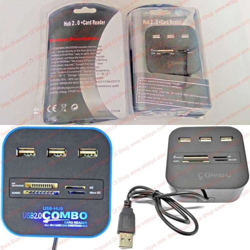 Promo Combo Hub Usb 2.0 Expansion 3 Ports Memory Reader Cf/m2/mmc/ms/sd/xd Diskon 23% Di Seller ...