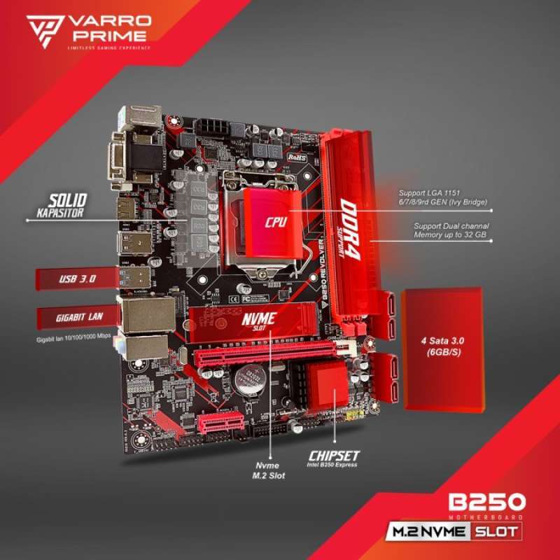 Promo Motherboard B250 Revolver Varro Prime Gaming Diskon 23% Di Seller ...
