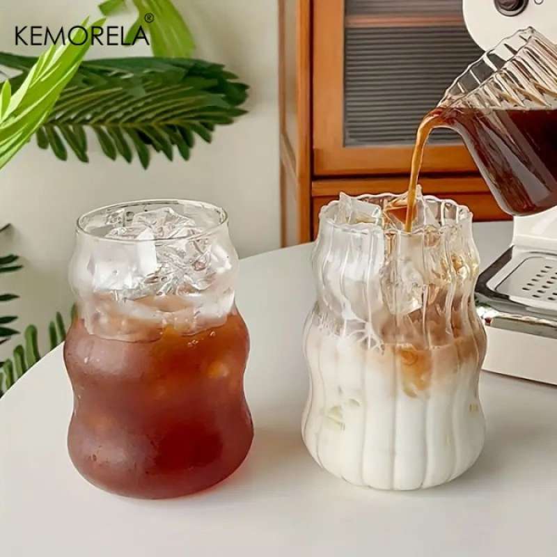 Promo Gelas Kaca Model Cantik Unik Borosilicate Glass Aesthetic Coffee ...