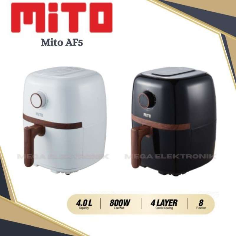 Promo Mito Af5 Air Fryer Wood Series Kapasitas 4 Liter Black Putih