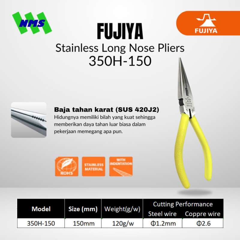 Promo Tang Potong Fujiya 350h-150 Stainless Long Nose Pliers Japan Diskon 23% Di Seller Kulee ...