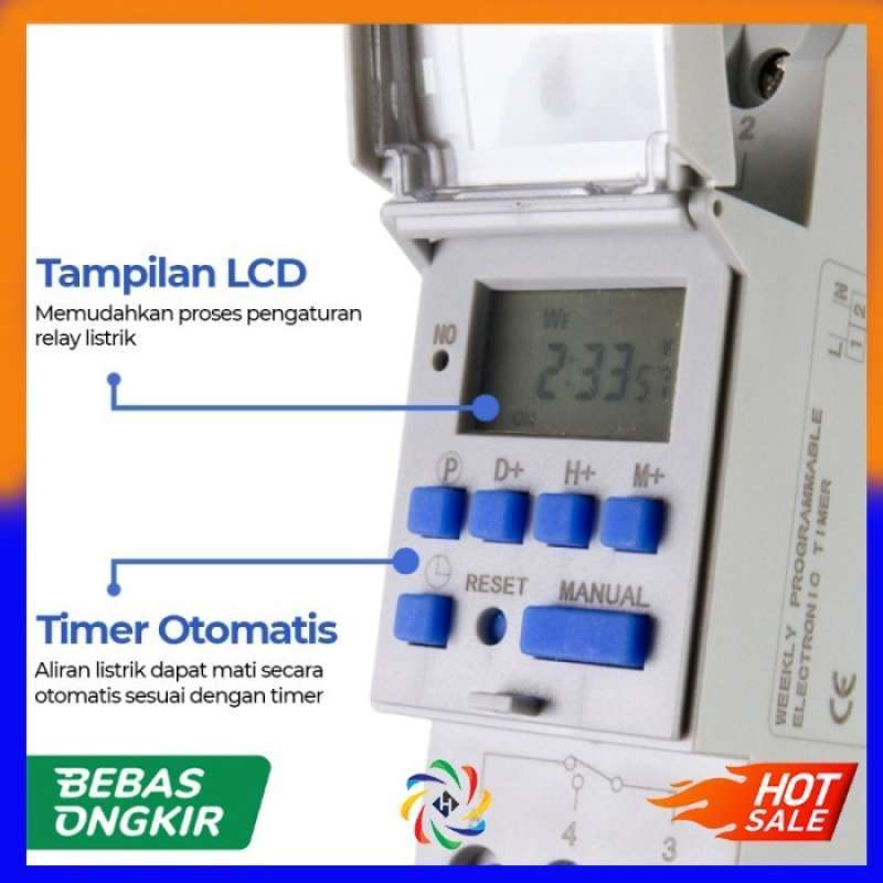 Promo Timer Digital Programmable Switch Din Rail Model Mcb 220v Ac 16a ...