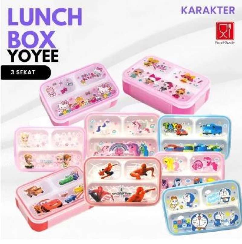 Jual Kotak Makan Tempat Bekal Anak Lunch Box Karakter Kartun Yoyee Sekat - Unicorn Di Seller ...