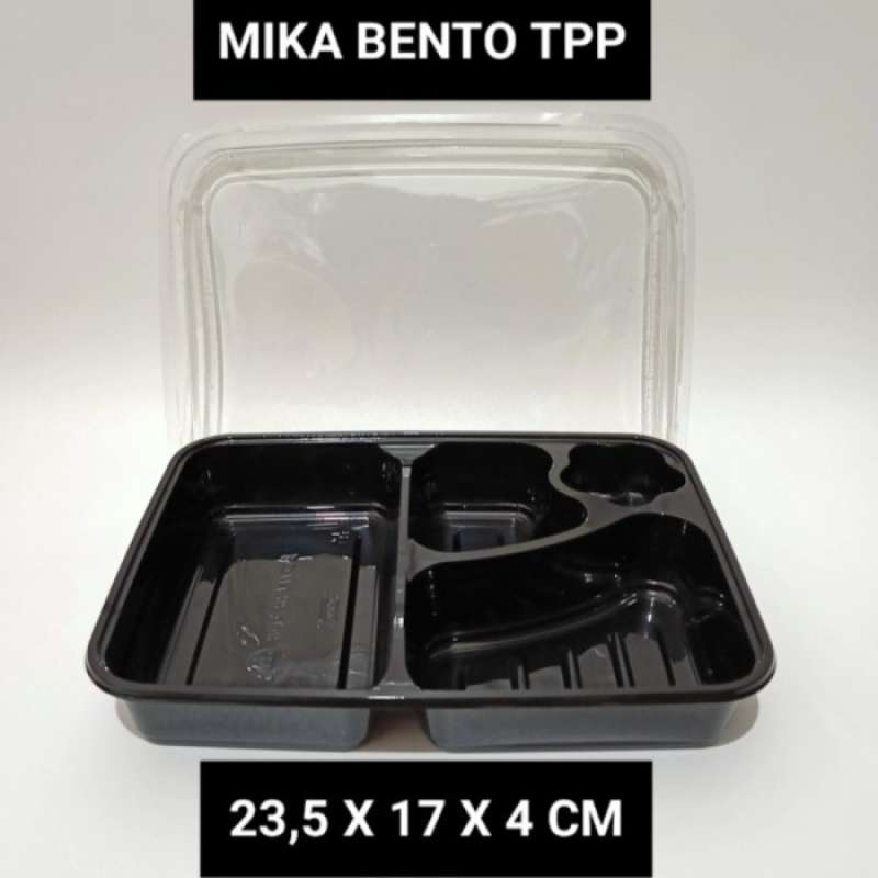 Jual Mika Bento Sekat 4 Tpp/bento Mika Hitam/pet/ Kotak Makan Bento 50 ...