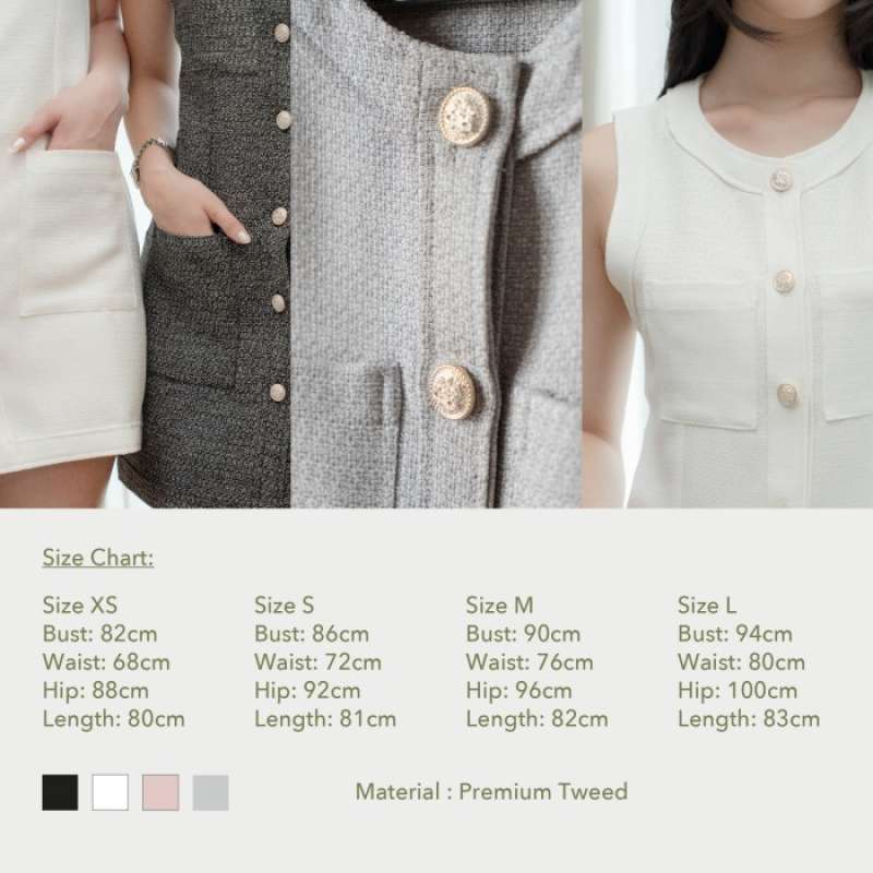 Jual Brunch Button Up Tweed Dress -- Ocha Wear X Valerie Pola | Semi ...