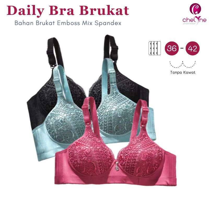 Jual Chelyne Bh Busa Brukat Emboss K588 Tanpa Kawat Penyangga - Full Cup Bra 36/42 - Hijau Toska ...