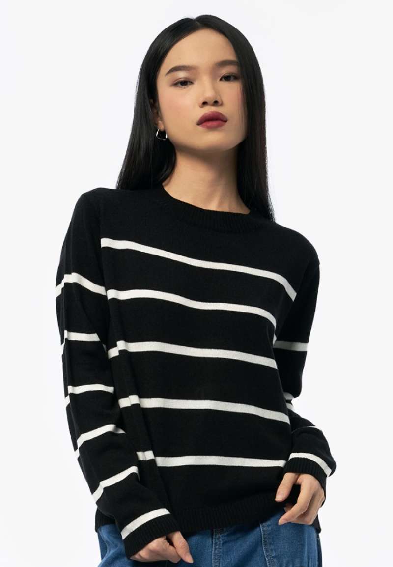 Jual Colorbox High Neck Stripe Sweater I-swgkey124f085 Black Di Seller ...