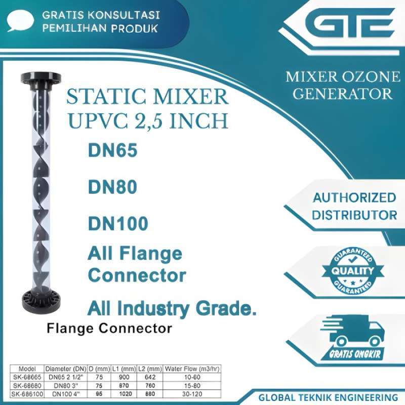 Promo Tabung Static Mixer 2.5 Inchi Upvc 2.5 Statis Mixer Ozone ...