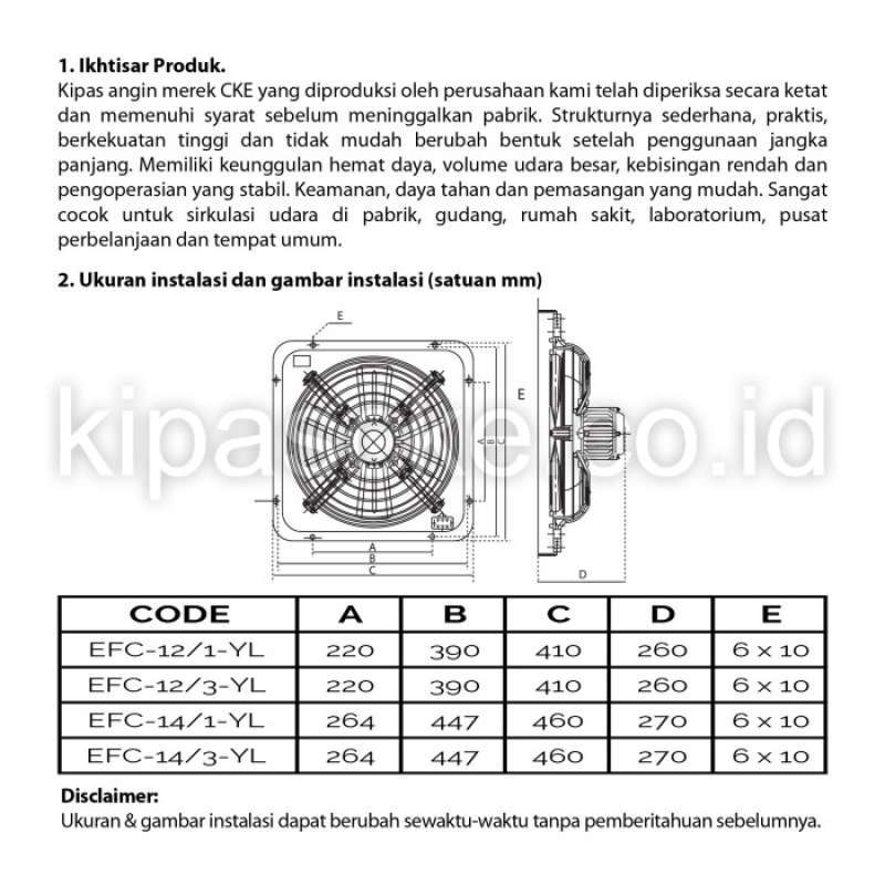 Promo Cke Exhaust Fan Efc 12 Inch 380v Industri Exhaust Dinding Blower ...
