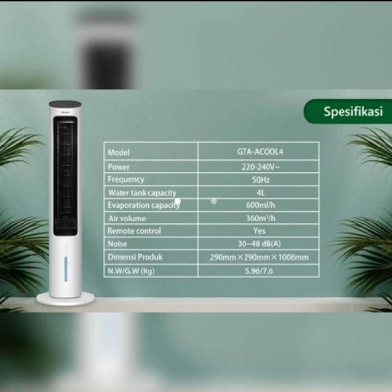 Promo Air Cooler Tower Ac Portable Gree Kipas Dingin Ruangan 4 Liter ...
