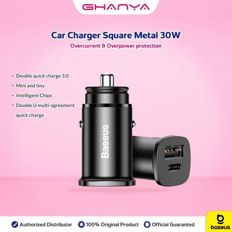 Promo Baseus Car Charger Square Metal 30w Type C Quick Charge Fast ...