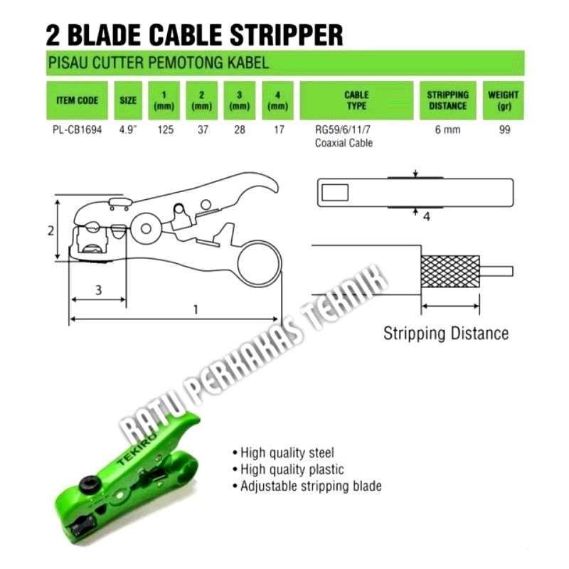 Promo Tekiro pisau cutter pemotong kabel Pl-cb1694 original 2 blade ...