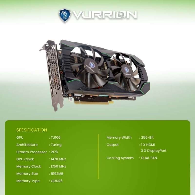Jual VGA Vurrion Nvidia Rtx 2060 Super 8gb Gddr6 256 Bit VGA Card Di ...