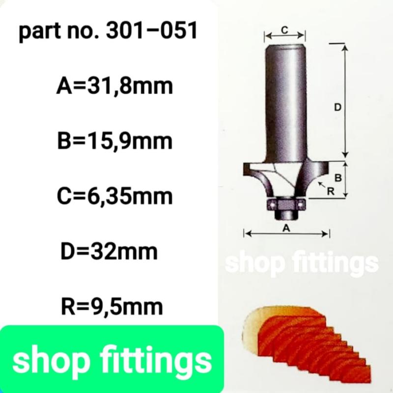 Jual Mata Router Profil Edging Hpl R 10 Mm Bulat Round Over Bit 301051 ...